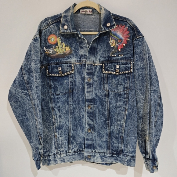 Zolo Club | Jackets & Coats | Vintage Zolo Club Acid Washed Studded ...
